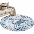 Blue Crab Coastal Round Rug 3.3ft Washable Circle Entryway Rugs Non ...
