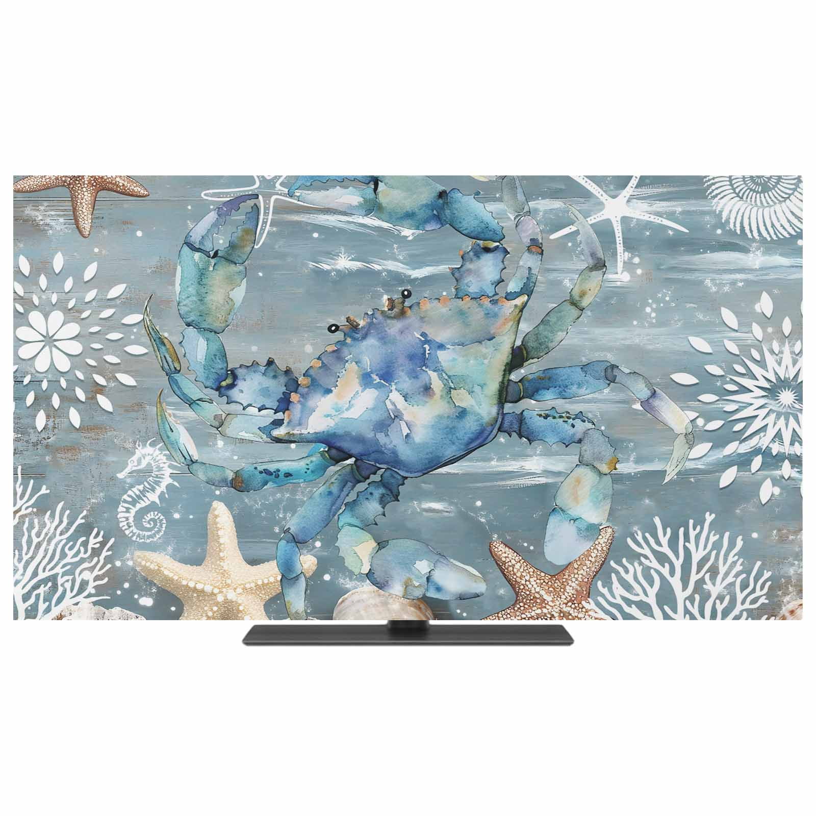 Blue Crab Coastal TV Dust Cover,Stretchable TV Screen Desktop Computer ...