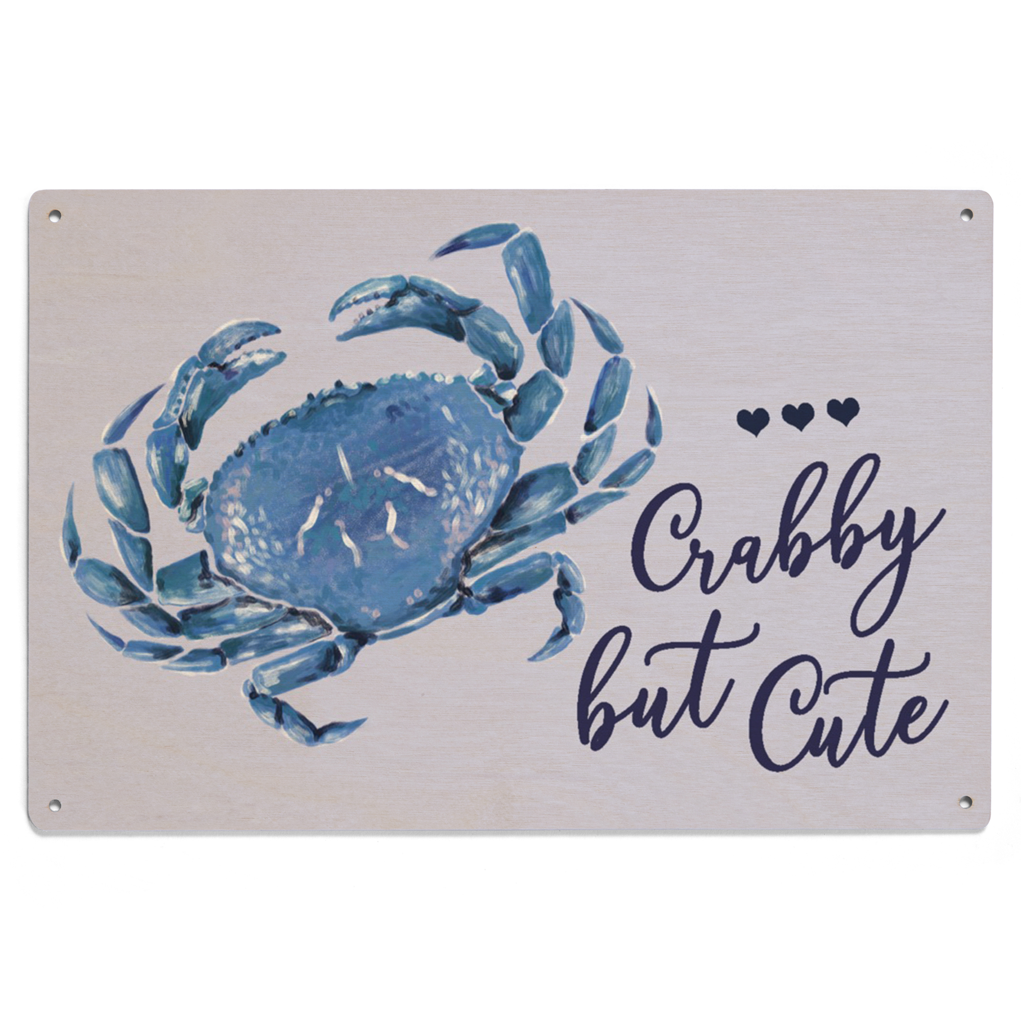 Blue Crab, Crabby but Cute Birch Wood Wall Sign (6x9 Rustic Home Decor ...