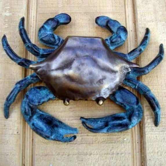 Blue Crab Door Knocker Solid Antiqued Brass Nautical Decor by ...