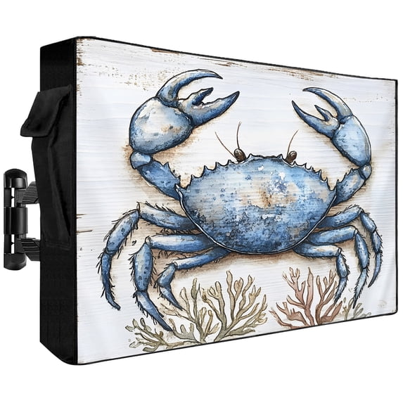 Blue Crab Outdoor TV Cover 52 to 55 inch Ocean Coral Vintage Nautical ...