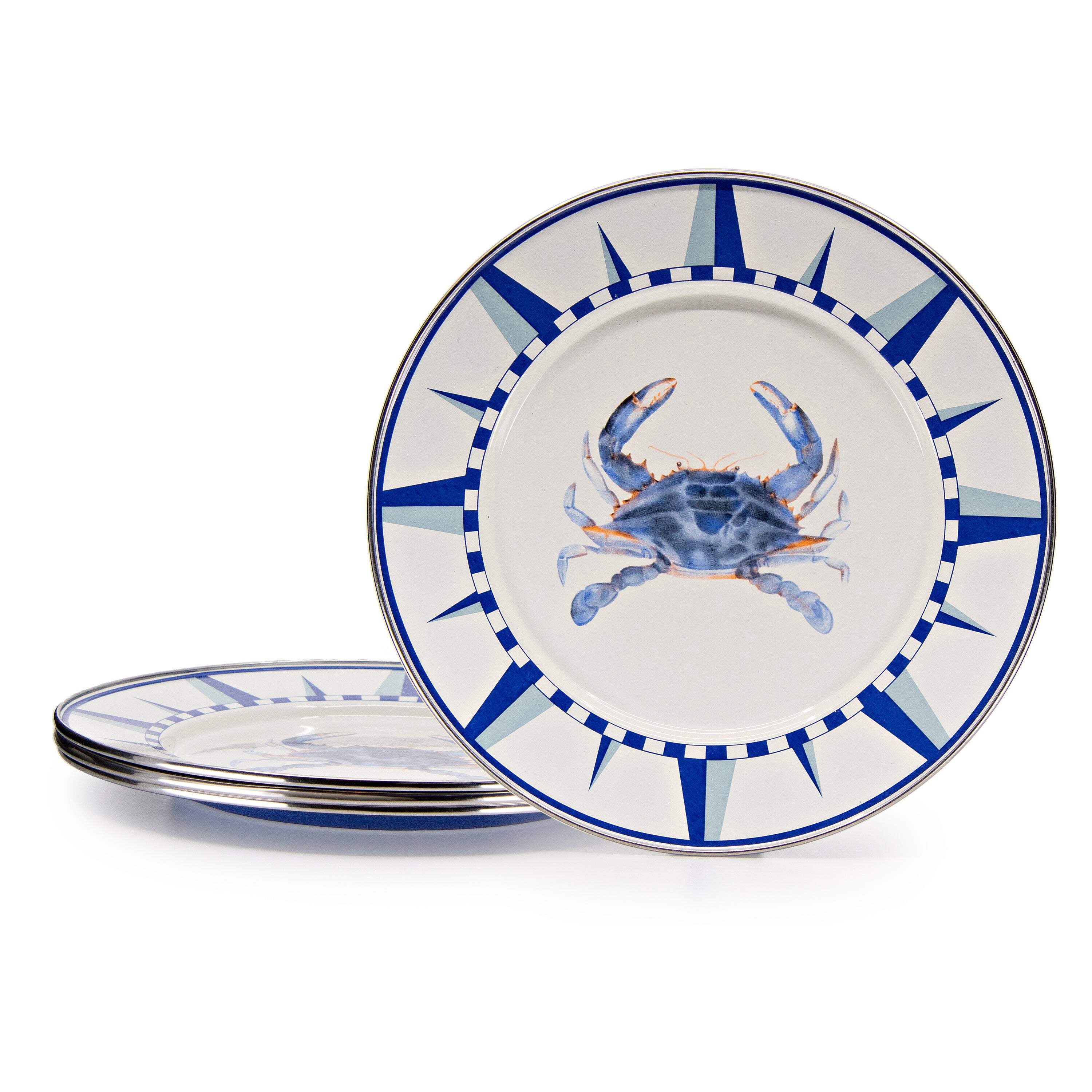 Golden Rabbit Enamelware Blue Crab Pattern - Set of 4 - 10.5 inch ...