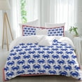 Blue Crabs 4 Piece Duvet Cover Set Full Size Abstract Summer Ocean Blue ...