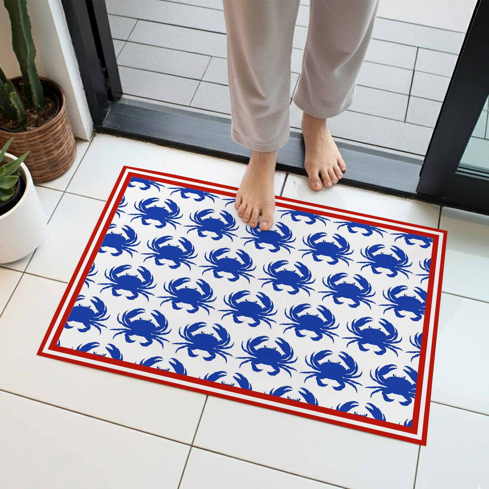 Blue Crabs Indoor Door Mat 20x31.5 Inch Abstract Summer Ocean Blue Crab ...