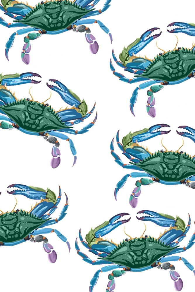 Blue Crabs, Pattern (12x18 Wall Art Poster, Room Decor) - Walmart.com
