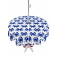 Blue Crabs Round Outdoor Tablecloth with Umbrella Hole Abstract Summer ...