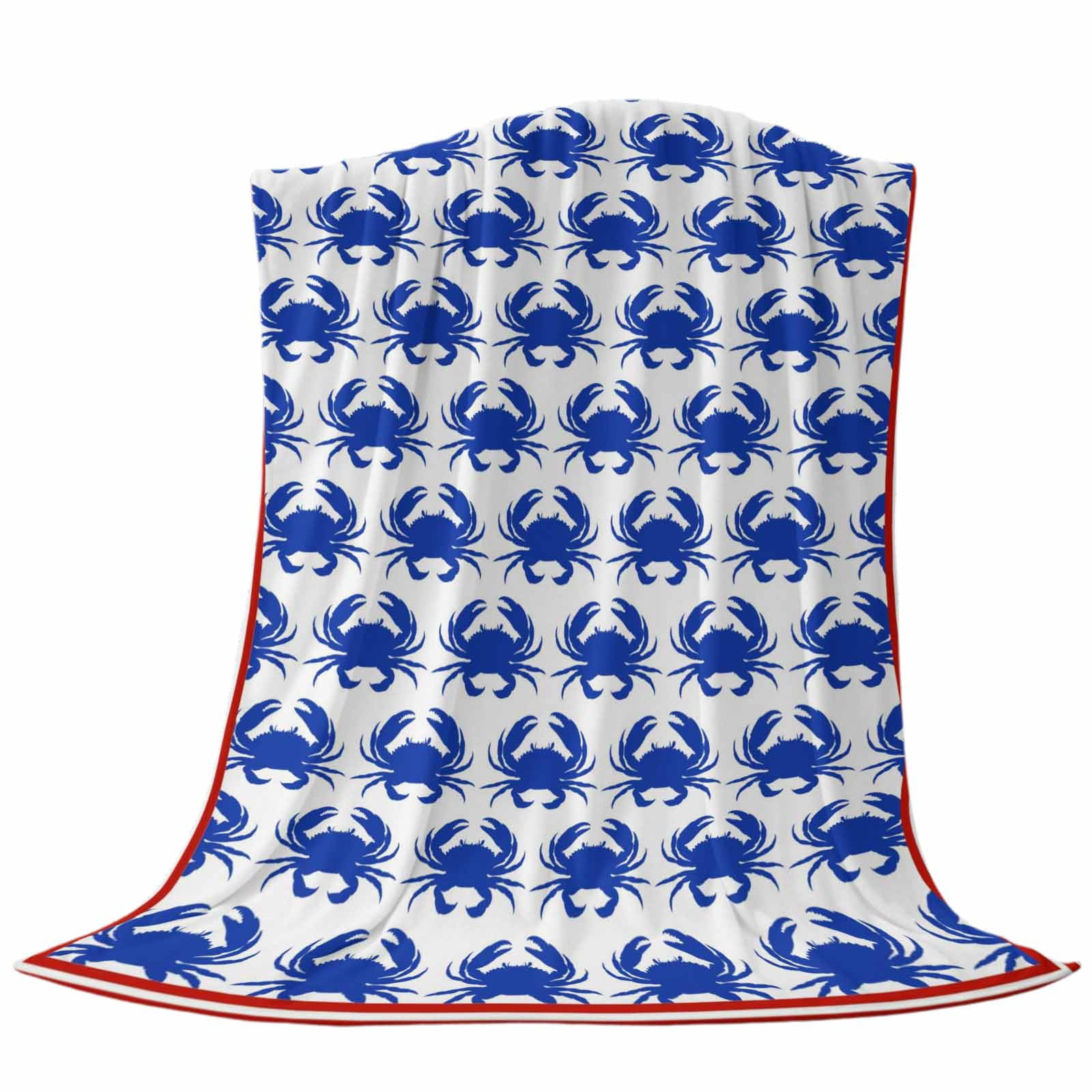 Blue Crabs Throw Flannel Blanket Abstract Summer Ocean Blue Crab Red ...