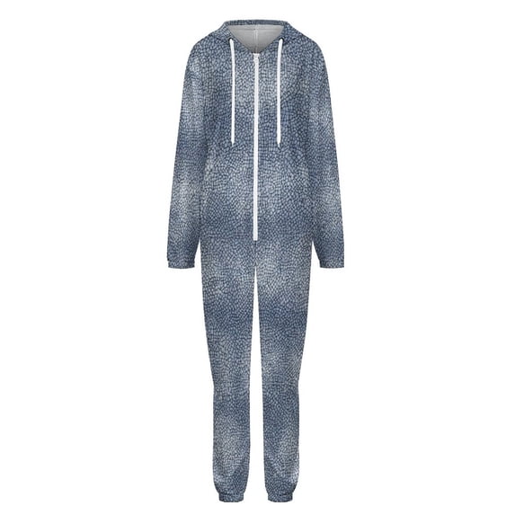 Blue Cracked Paint Texture Unisex Adult Onesie Pajamas with Pockets for ...