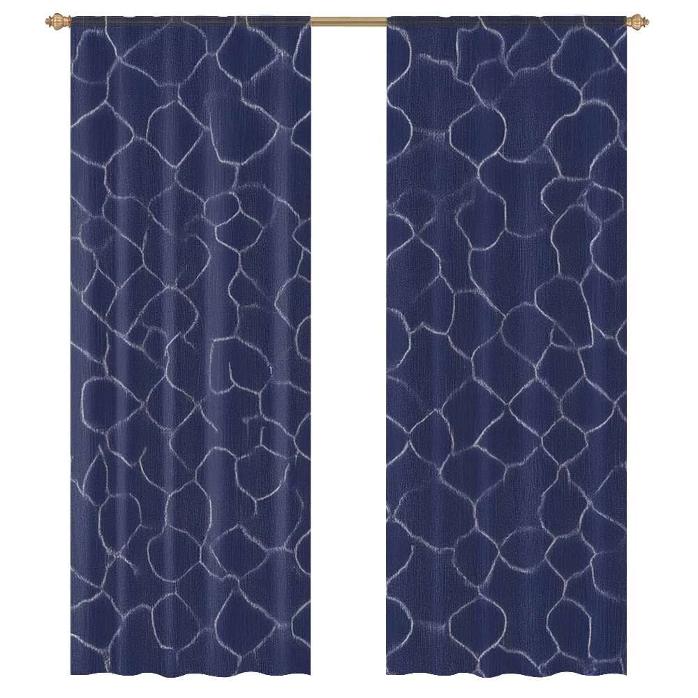 Blue Cracked Texture Pattern Design Modern Tulle Window Curtains for ...