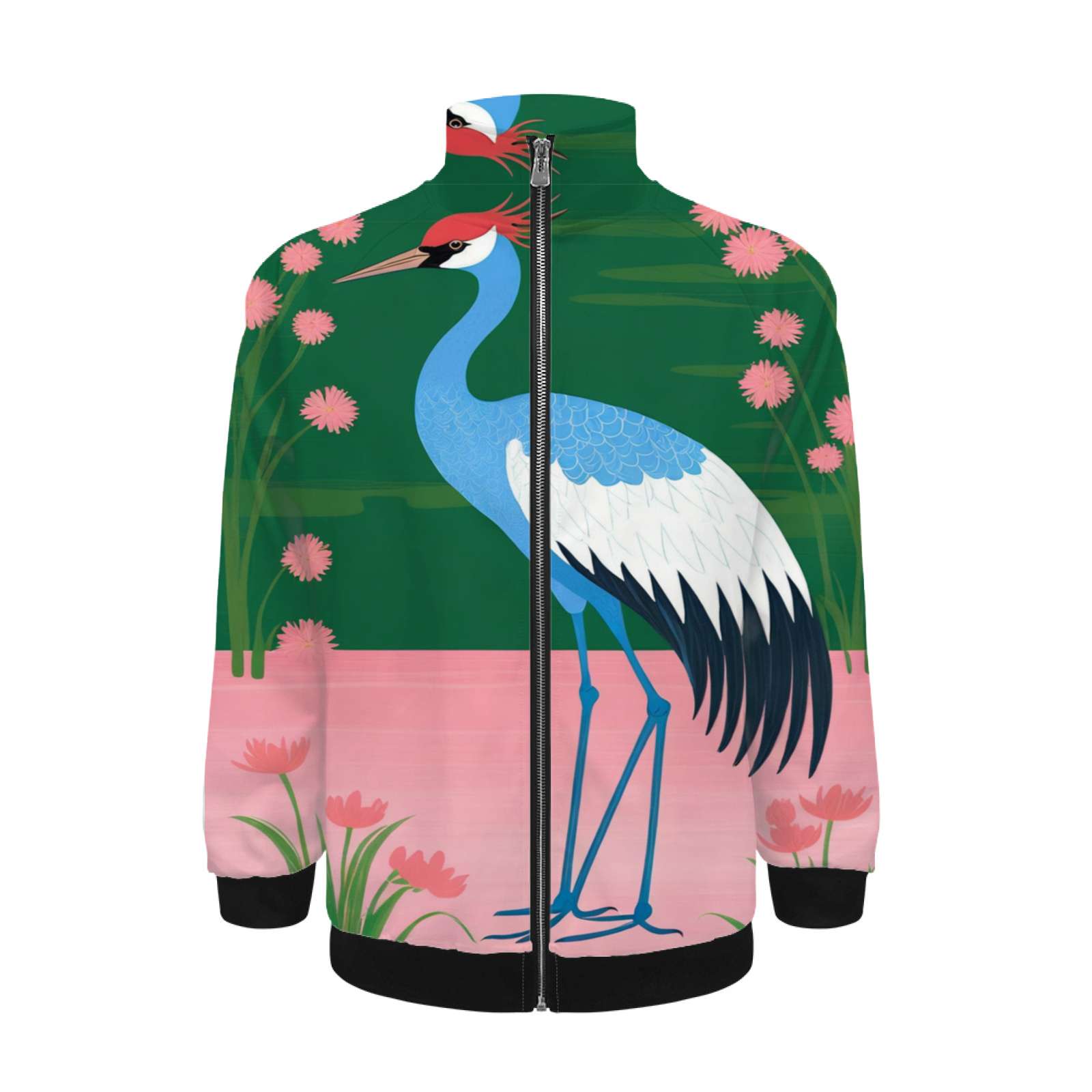 Blue Crane Floral Garden Jacket Men's Street Cool Long Sleeves Coat ...