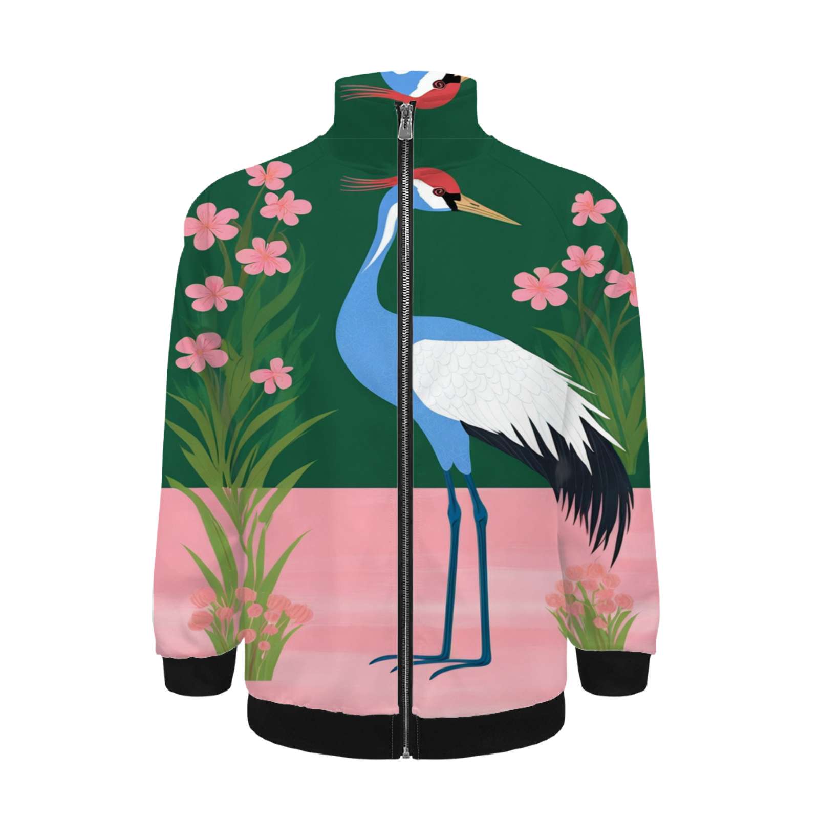 Blue Crane Floral Garden Jacket Men's Street Cool Long Sleeves Coat ...