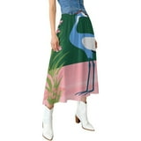 Blue Crane Floral Garden Women High Waist Midi Skirt Elegant Midi Skirt ...