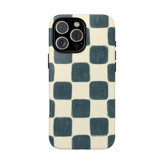 Blue Cream Checkerboard Hand Drawn Aesthetic Phone Case 17 16 15 14 13 ...