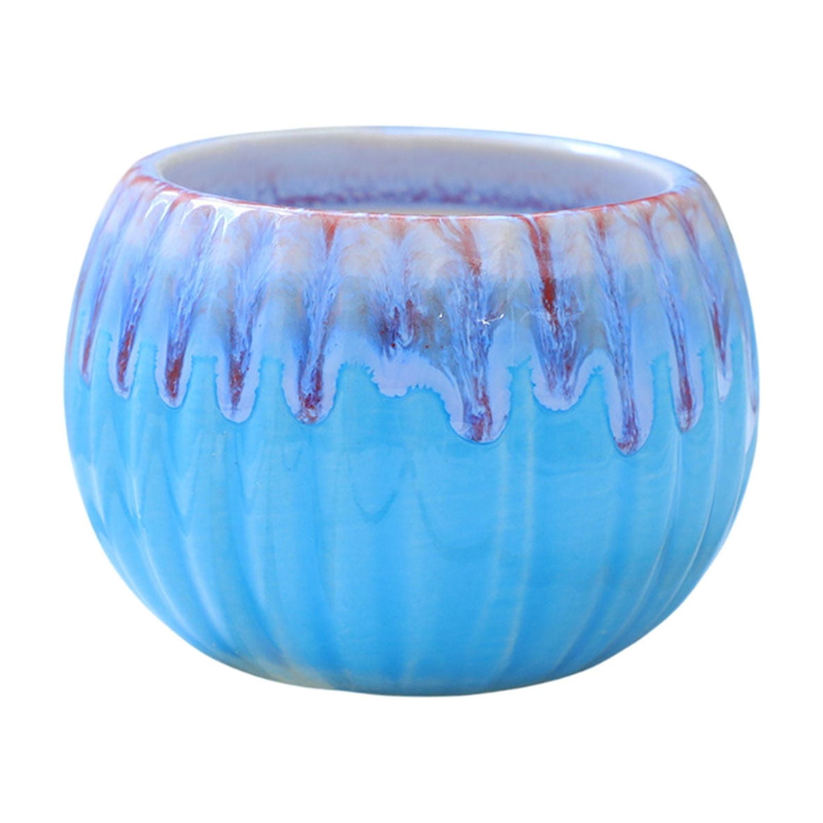 Blue Cream Pumpkin Planter 3.54In Ceramic Flower Pot Cactus Succulent ...