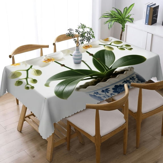 Blue and Cream Vintage Floral in Vase Tablecloths rectangle , Kitchen ...