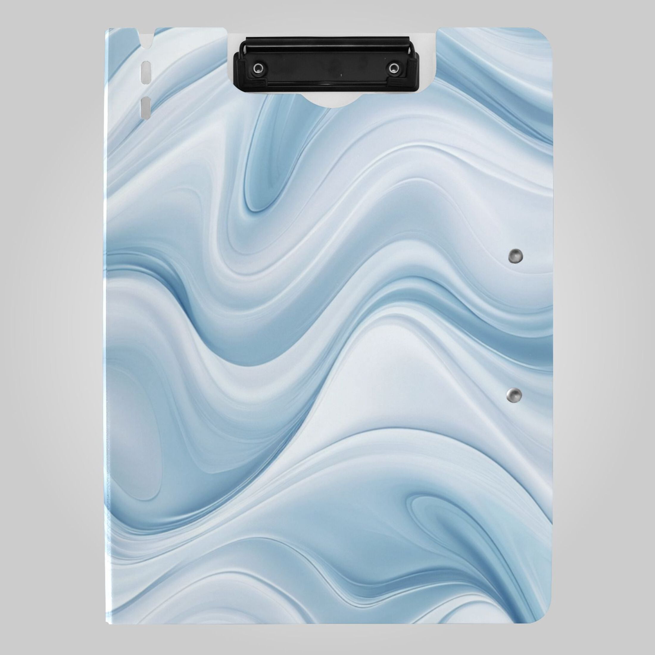 Blue Creamy Wavy Foldable Binder Folder Clipboard with Pen Slot Double ...