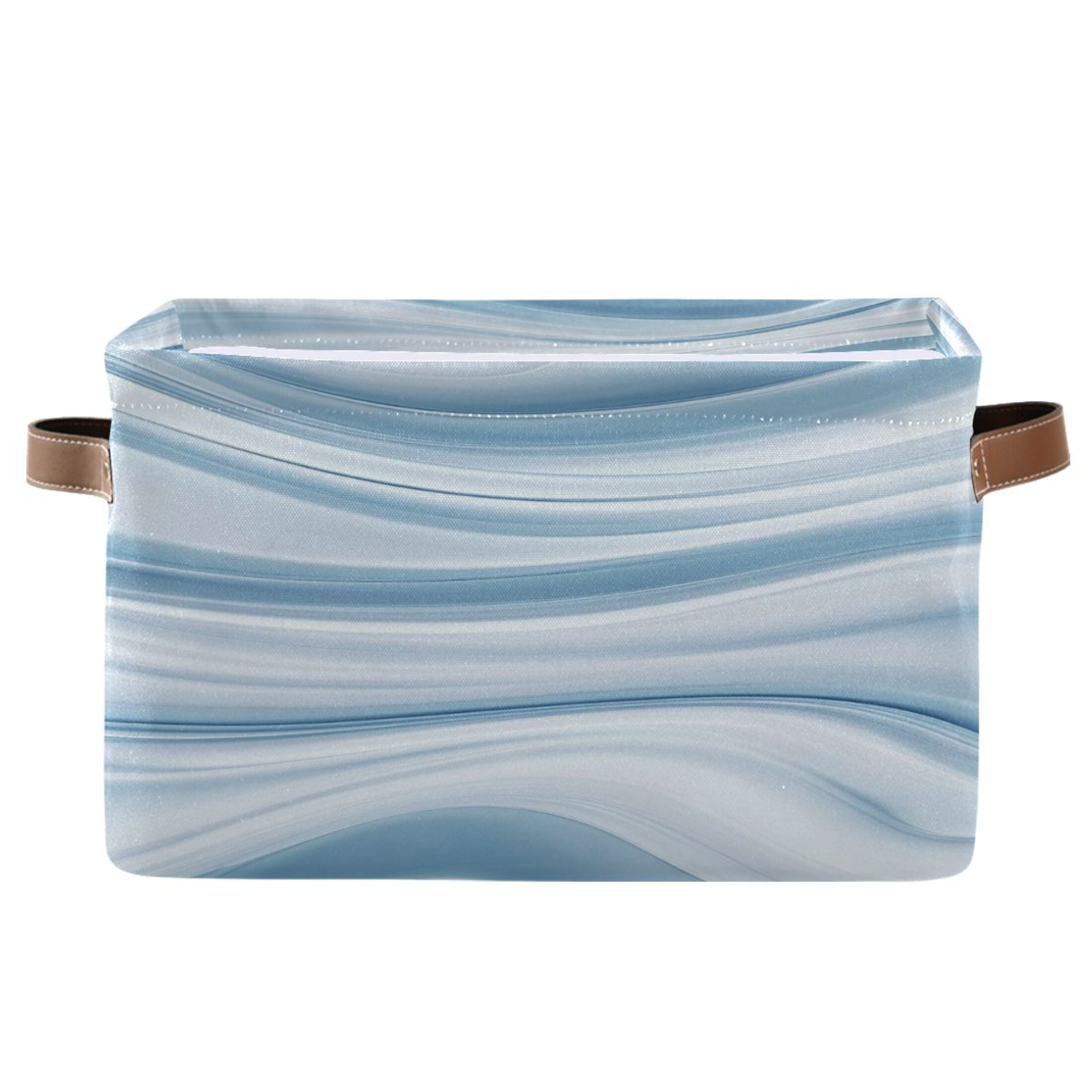 Blue Creamy Wavy Square Storage Bins with Handles Collapsible ...