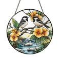Blue Creek Floral Bird Stained Glass Suncatcher Window Decor, Round ...
