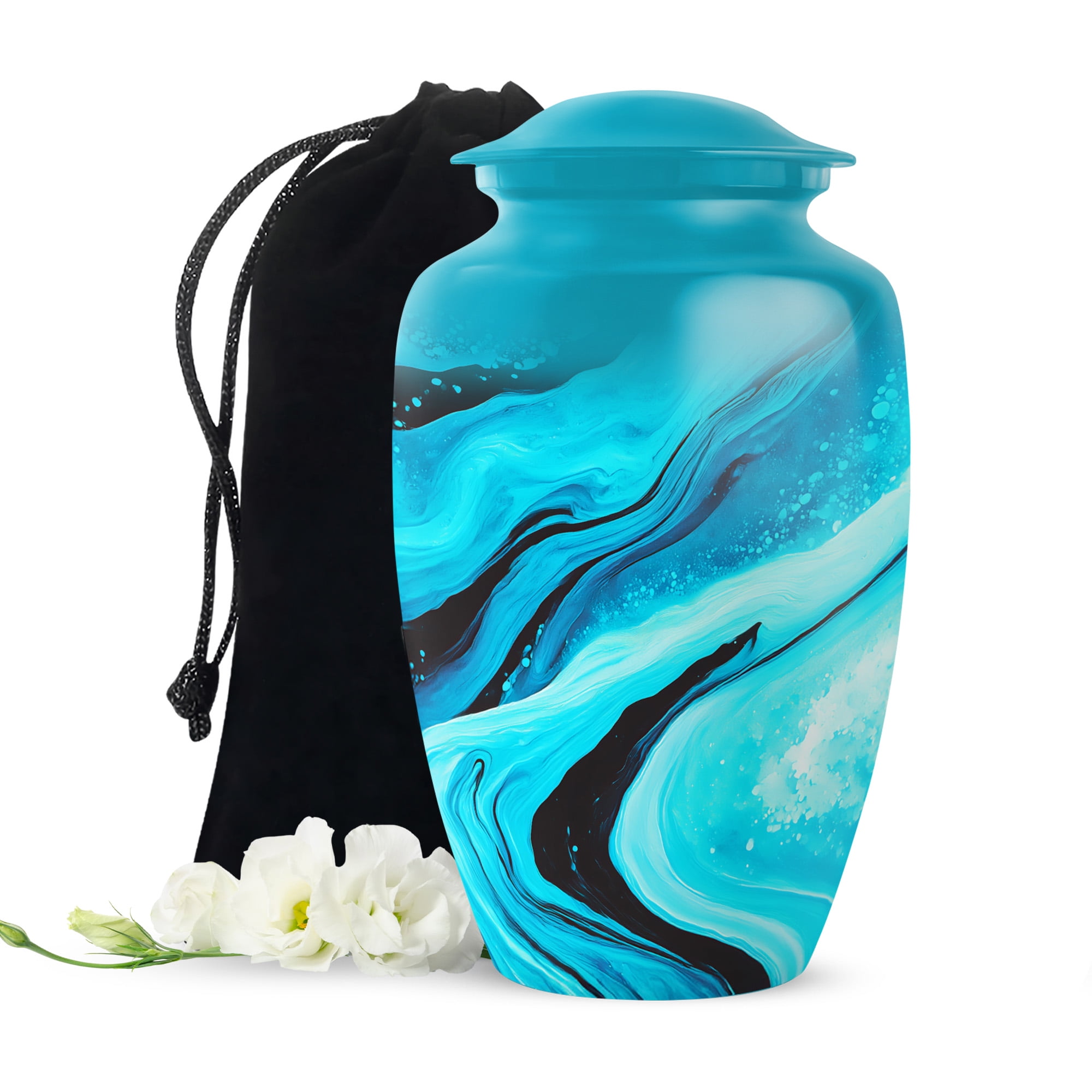Blue Cremation Urn For Male, Burial Urns For Human Ashes Adult Mother ...