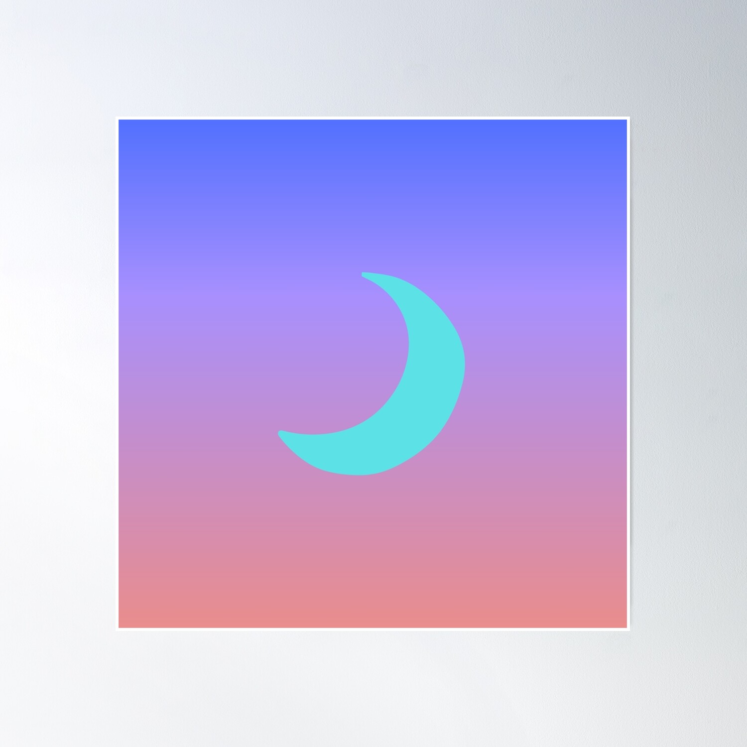 Blue Crescent Moon In Gradient Sky Poster Wall Art, Modern Wall Decor ...