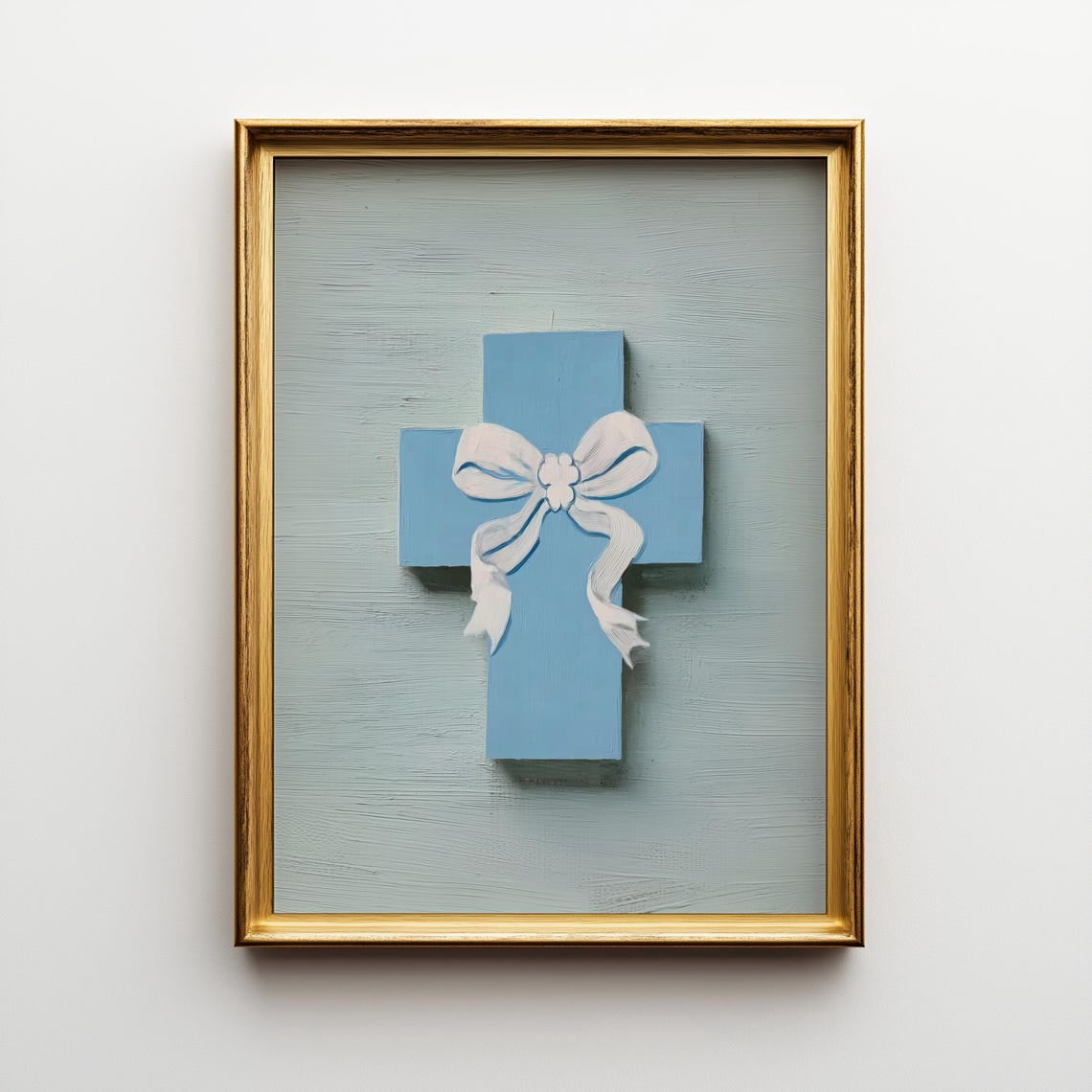 Blue Cross Floral Wall Art Modern Nursery Decor Unframed Paper Print ...