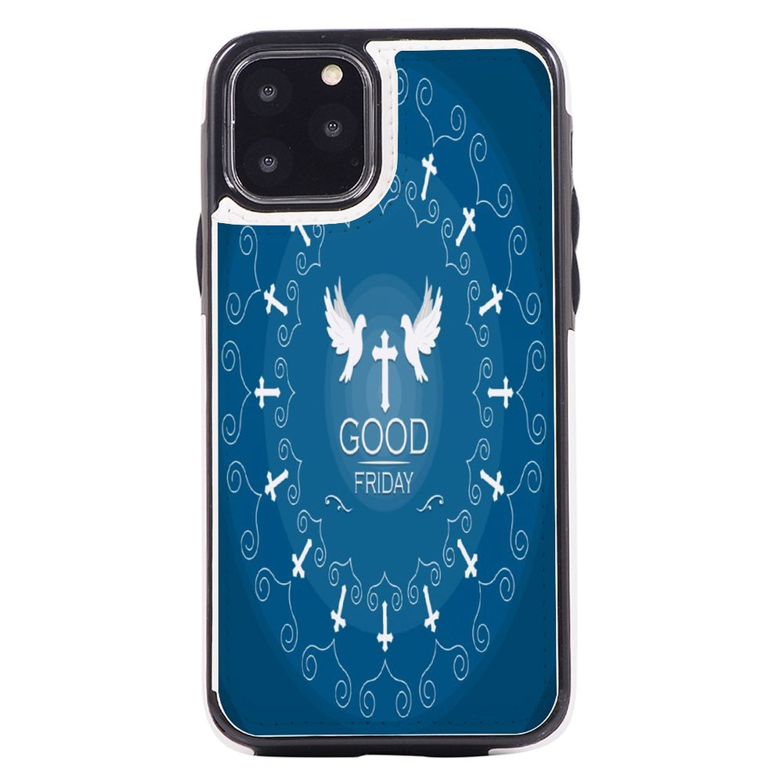 Blue, Cross, White Dove Leather Wallet Case for iPhone 16 15 14 13 12 ...