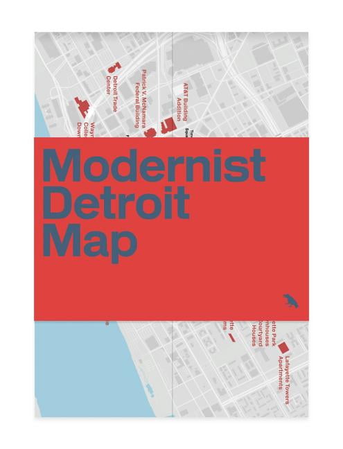 Blue Crow Media Architecture Maps Modernist Detroit Map, (Paperback ...