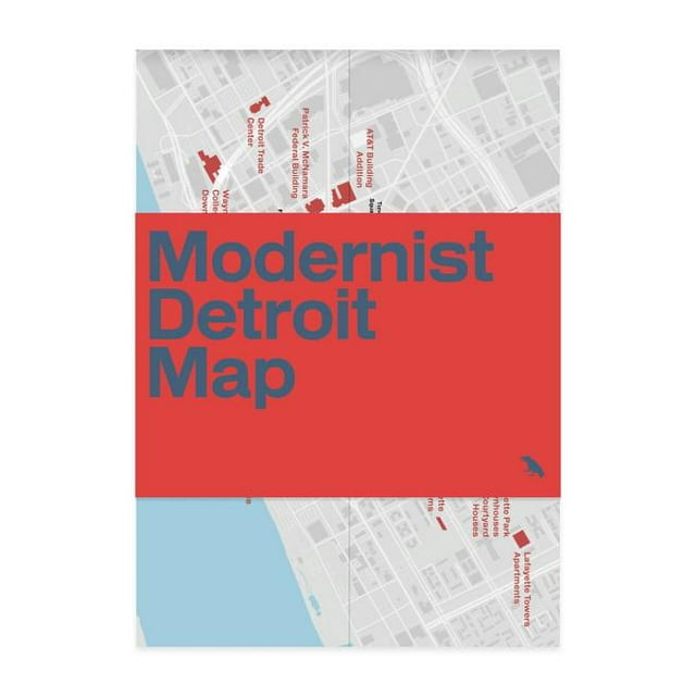 Blue Crow Media Architecture Maps Modernist Detroit Map, (Paperback ...