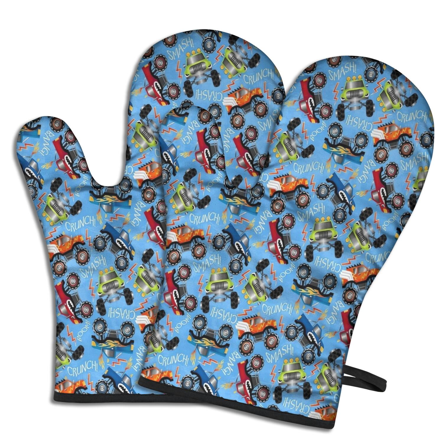 Blue Crunch Smash Monster Cartoon Trucks Pattern Shower Curtain OneSize ...
