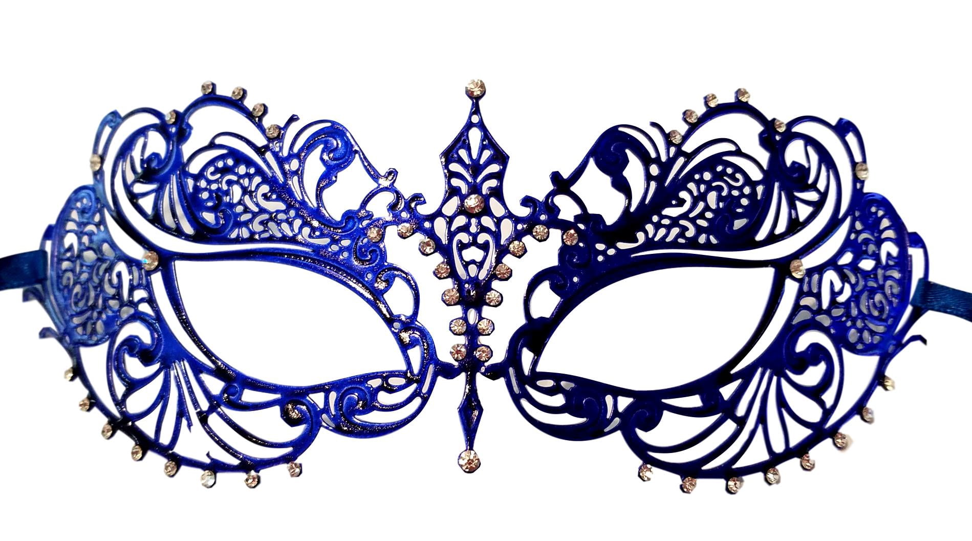 Blue Crystal Beautiful Eyes Laser Cut Venetian Mask Masquerade Metal ...