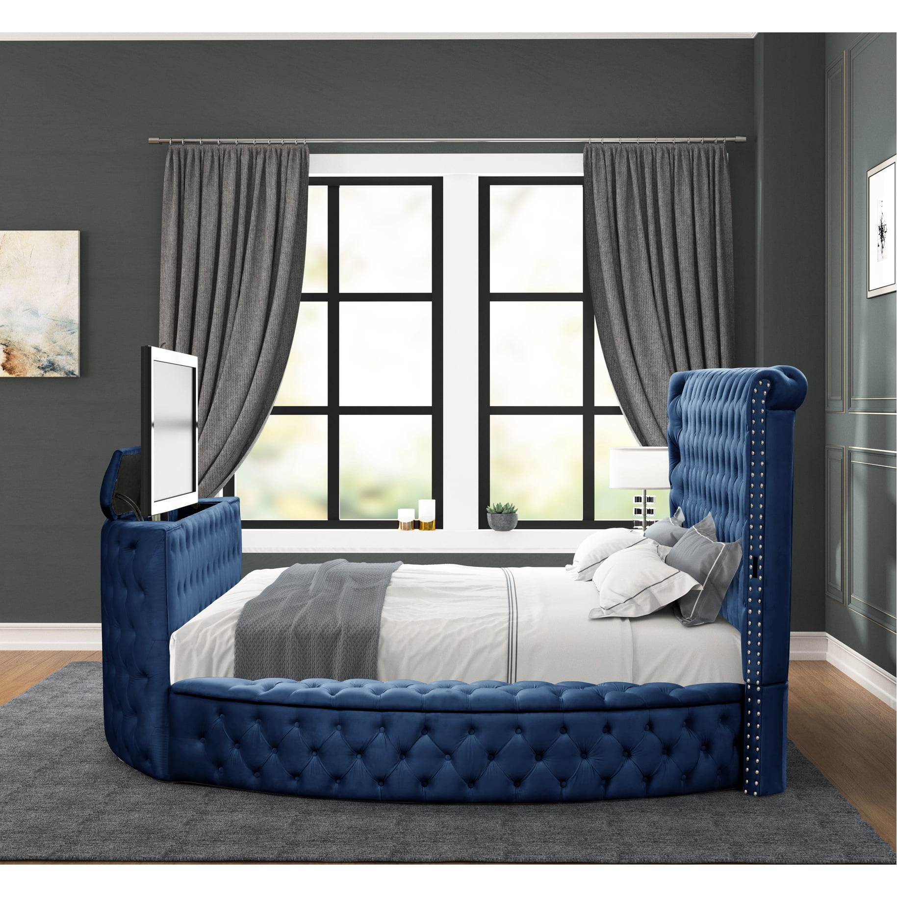 Blue Crystal Bed - Wood For Bedroom Luxury Ambiance Grandeur - Walmart.com