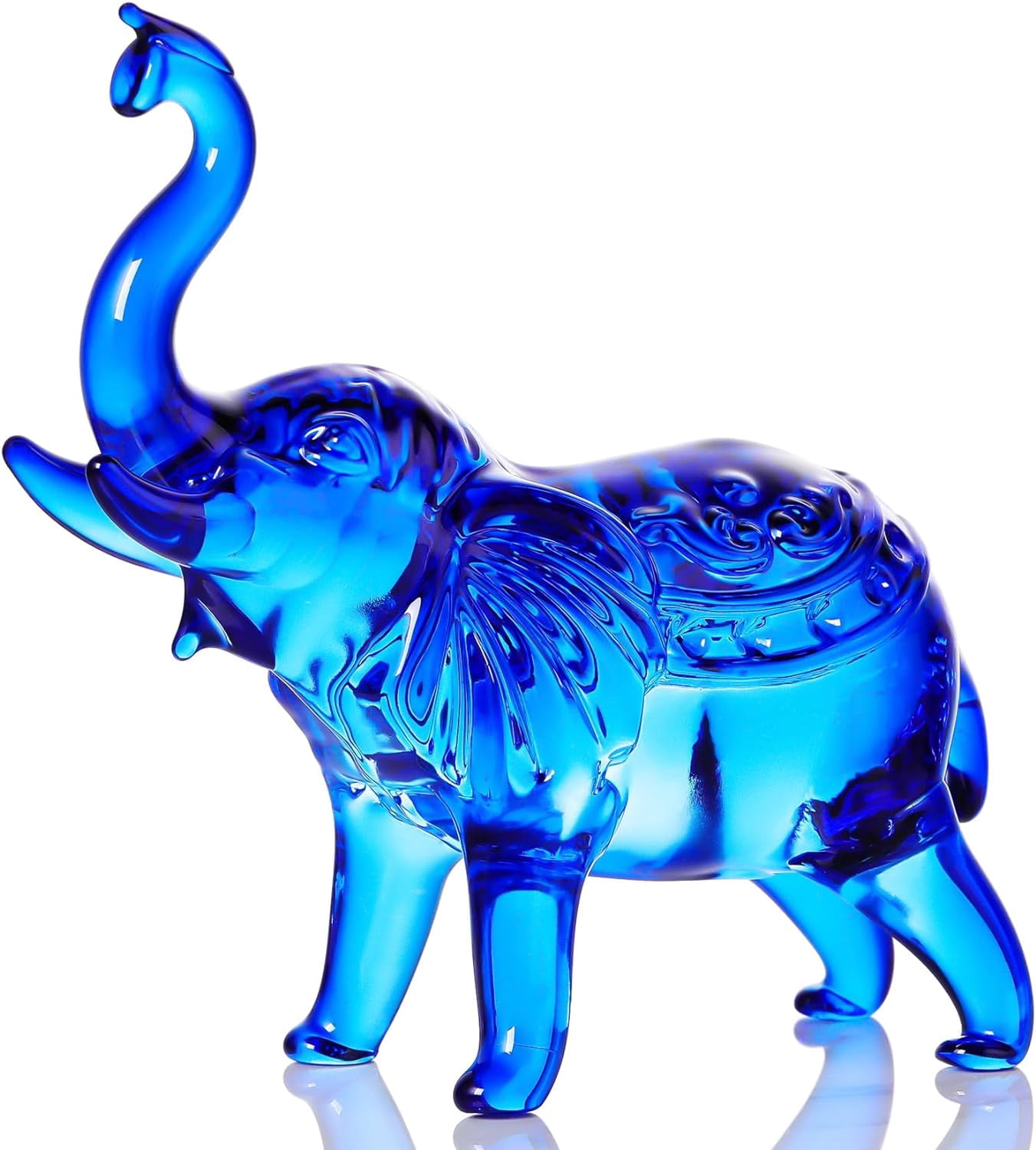 Blue Crystal Elephant Figurine Gifts for Women & Men, Glass Elephant ...