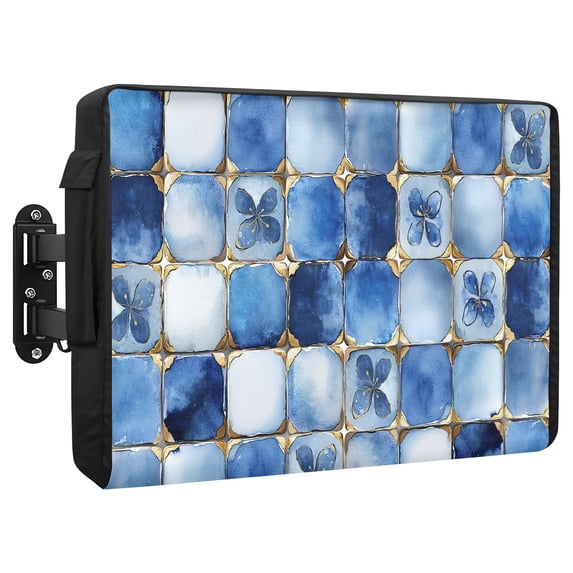Blue Crystal Flower Outdoor TV Cover 80 to 85 Inch Irregular Texture ...