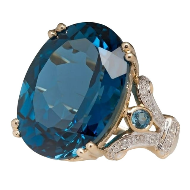 Blue Gemstone Rings For Women Fashion Goose Egg Shaped Finger Rings ...