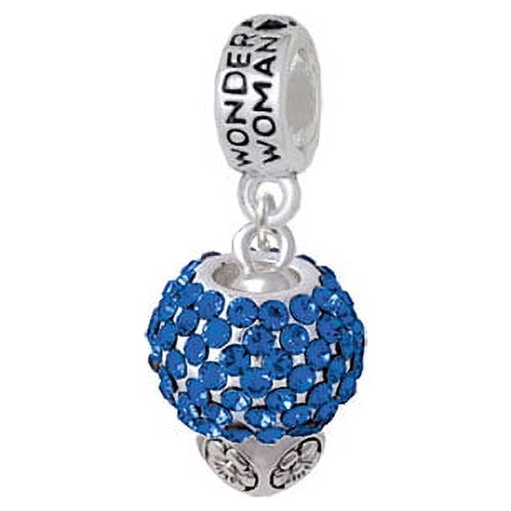 Blue Crystal Sparkle Spinner - Wonder Woman Charm Bead - Walmart.com