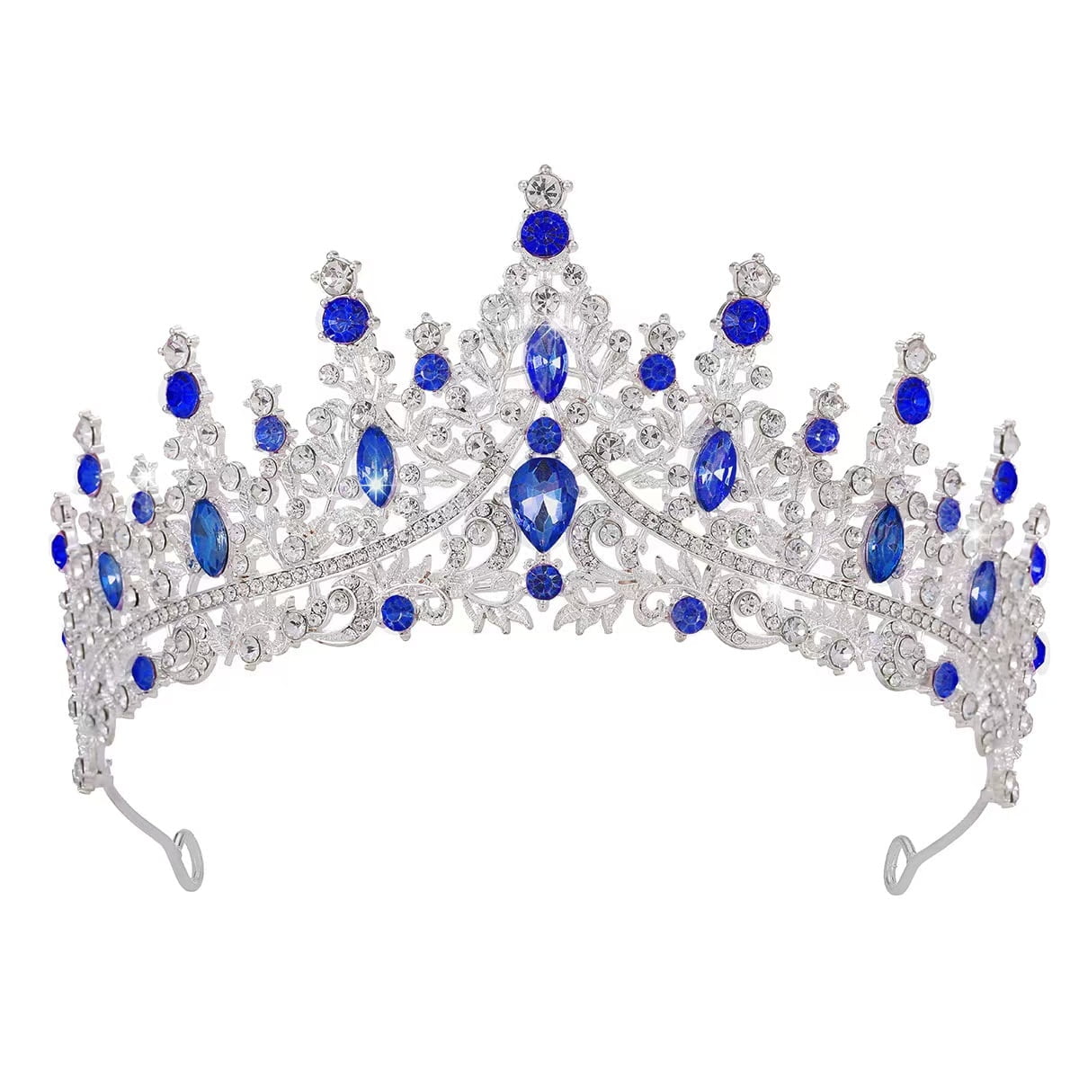 Daofin Blue Crystal Princess Crown, Rhinestone Alloy Queen Tiara ...
