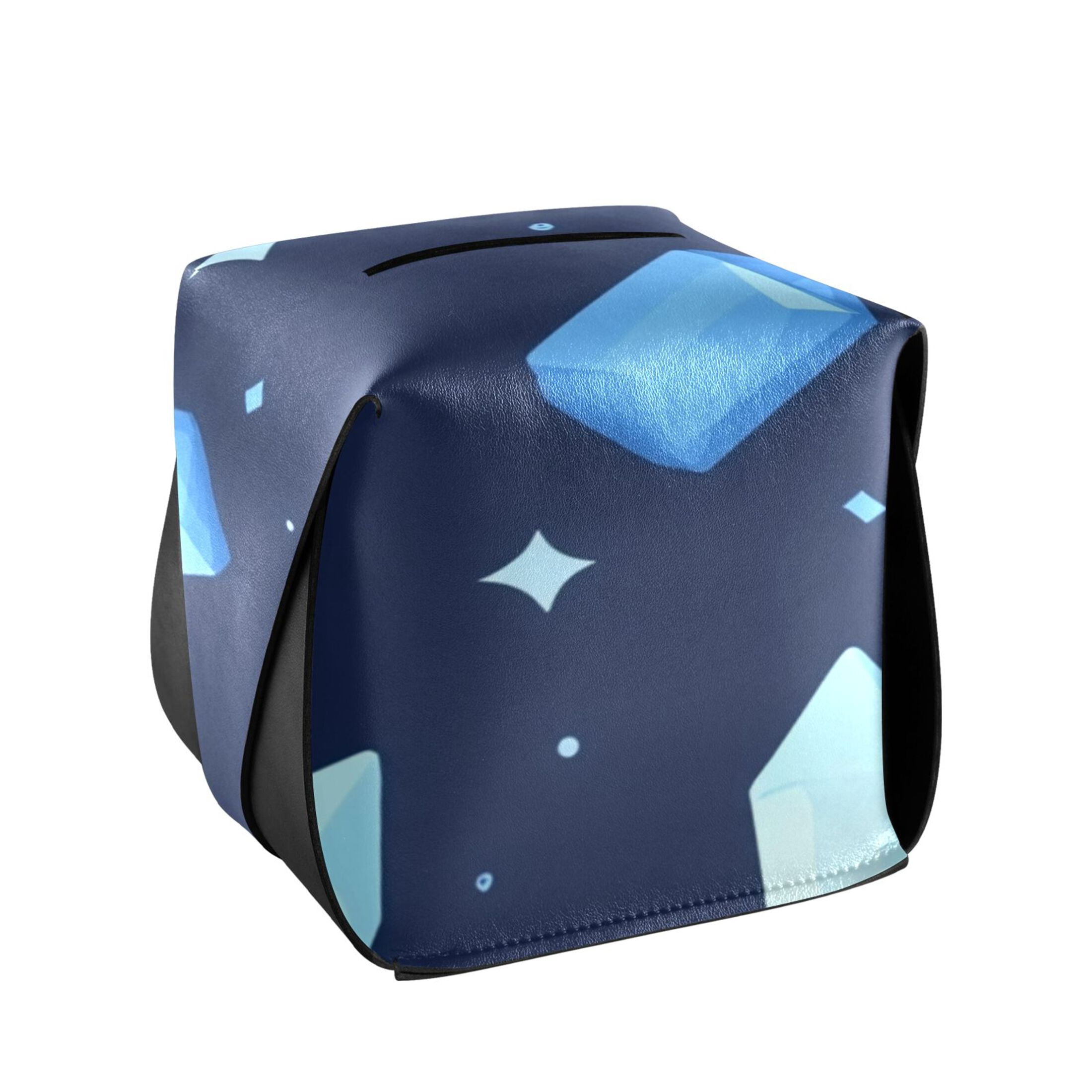 Blue Crystals Pattern 5.7in Leather Tissue Box Cover Square PVC ...