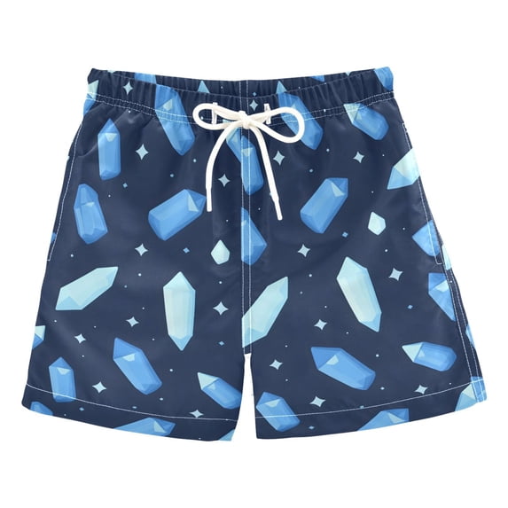 Blue Crystals Pattern Swim Trunks Quick Dry Beach Pool Board Shorts ...