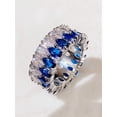 Blue Cubic Zirconia Water-Drop Eternity Band Ring In Silvertone Setting ...