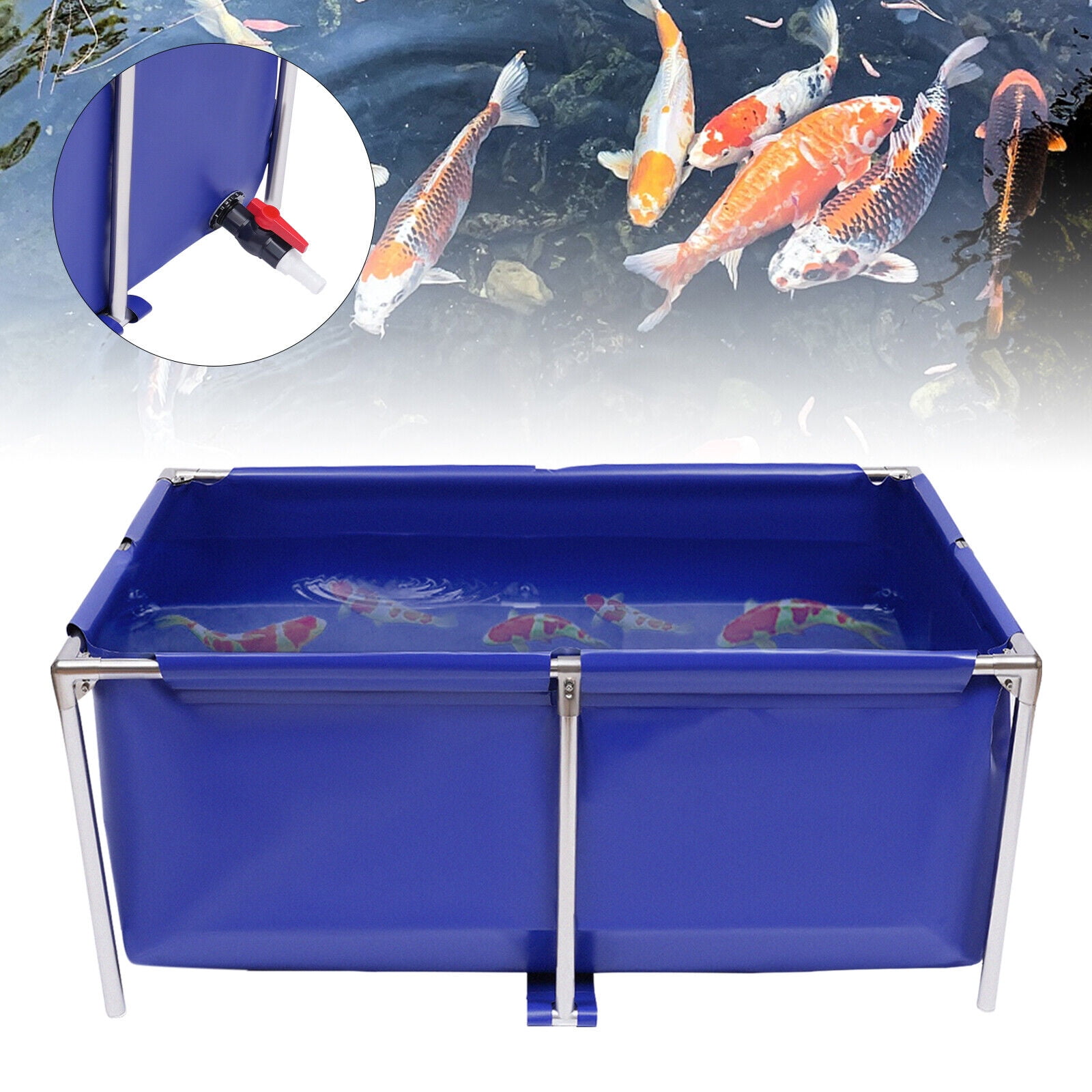 Blue Cuboid Canvas Fish Pond Aquarium Fish Water Tank Coating Koi ...