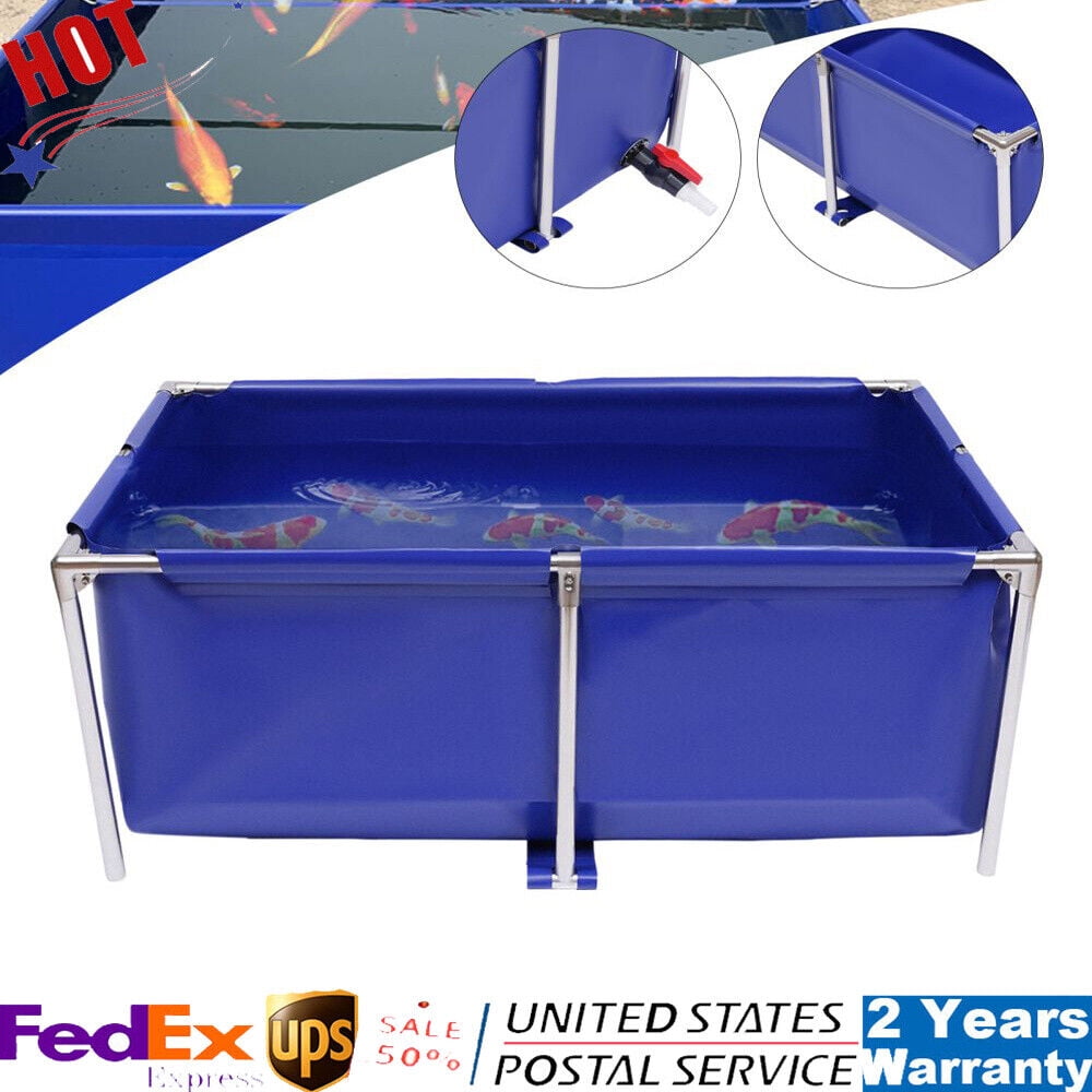 Blue Cuboid Canvas Fish Pond Aquarium Fish Water Tank Coating Koi ...