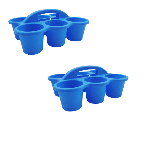 Blue Cup Caddy Organizer, 2 Pack, 6 Hole Storage Container with Handle ...