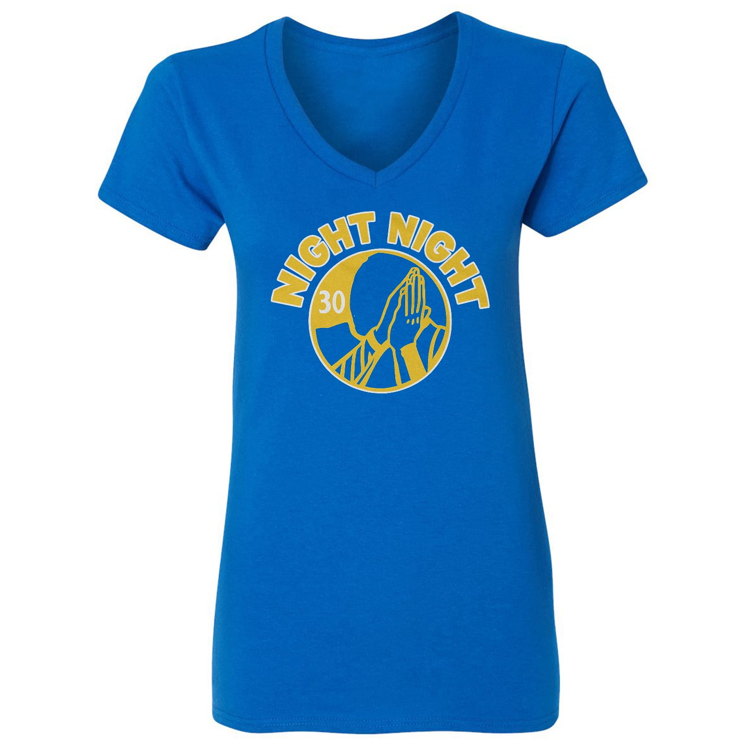 Blue Curry Night Night Logo The Bay Bball Ladies' V-Neck Tshirt (Royal ...