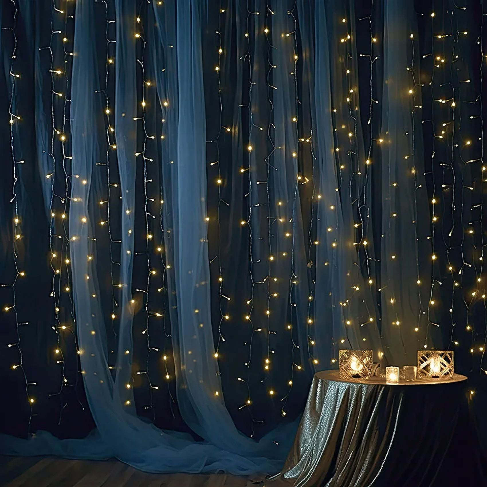 Blue Curtain Glitter Star Moon Kids Birthday Party Wedding Portrait r ...
