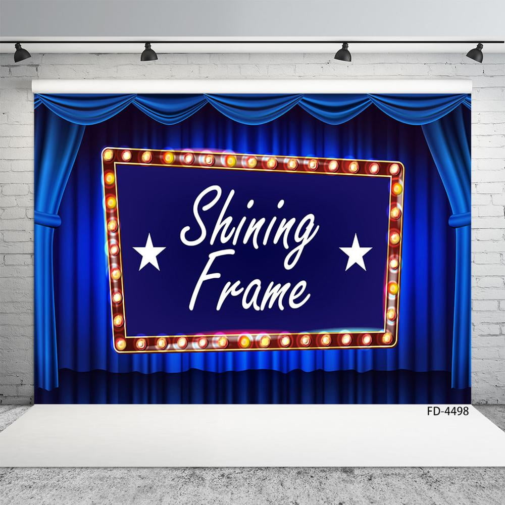Blue Curtain Shining Frame Photo Backgrounds Vinyl Cloth Backdrop for ...