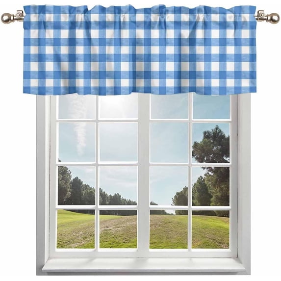 Blue Curtain Valances for Windows Treatment Tier Curtains, Country ...