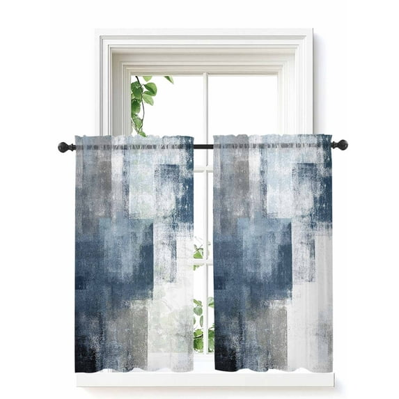 Blue Curtains 45 Inch Length, Sheer Curtains for Bedroom Living Room ...