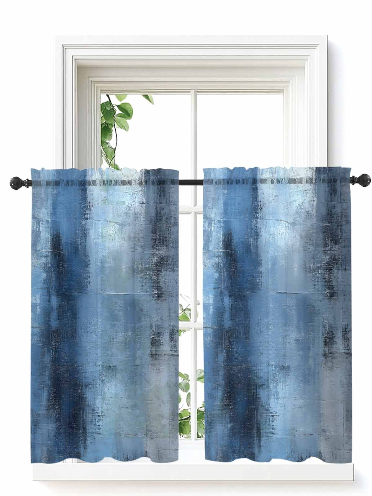 Blue Curtains 45 Inch Length, Sheer Curtains for Bedroom Living Room ...