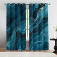 Blue Curtains Blackout, Room Darkening Grommet Fluid Marble Drapes For ...