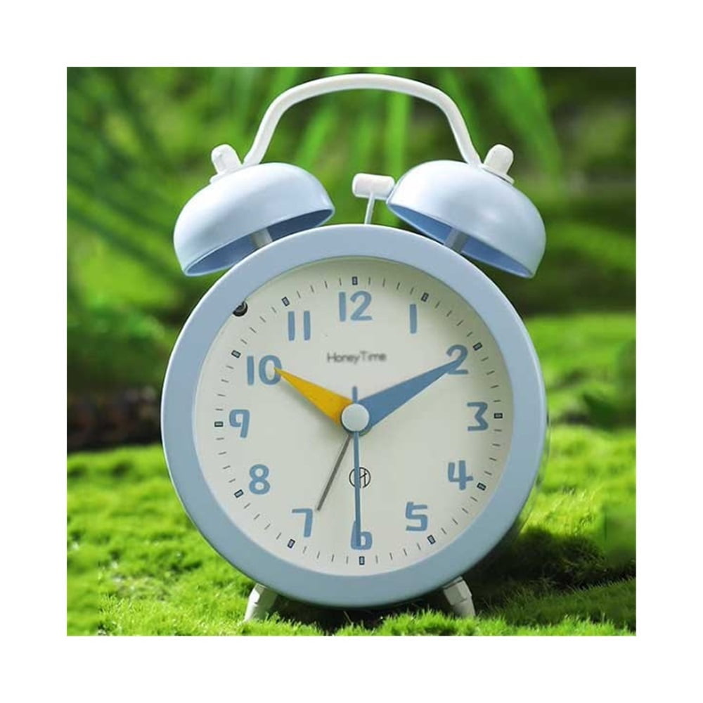 Blue Cute Analog Alarm Clock for Bedroom Home Decor Alarm Clock Battery ...